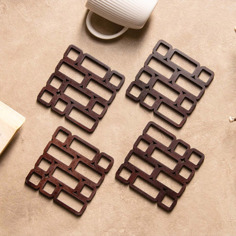 Buy SG Home Brown Wooden Maze Coasters (Set of 4) Online