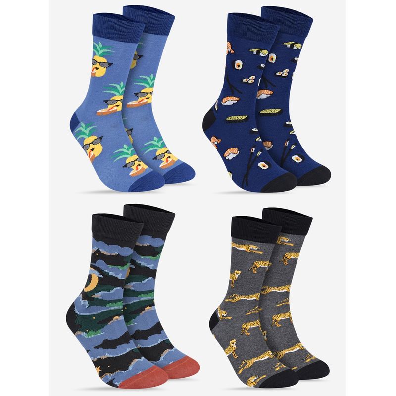 Buy Toffcraft Fresno Crew Length Multi Color Socks - Pack of 4 Online