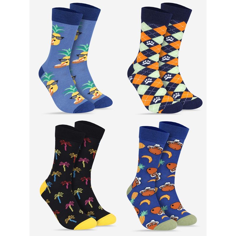 Buy Toffcraft Fresno Crew Length Multi Color Socks - Pack of 4 Online
