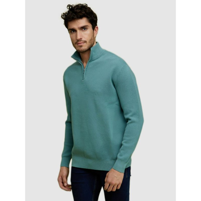 Buy CELIO Men Green Solid Sweaters Online