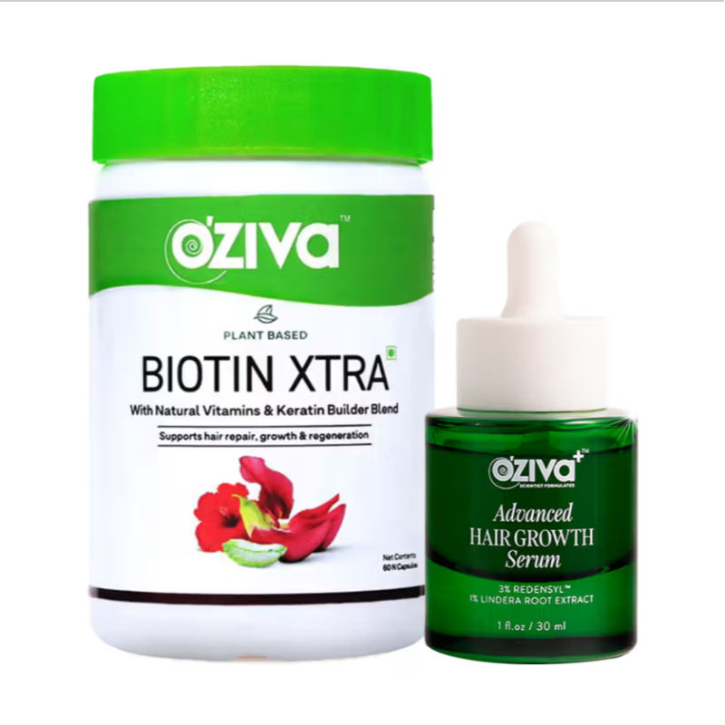 Buy Oziva Advanced Hair Growth Serum + Oziva Plant Based Biotin Xtra Capsules Online