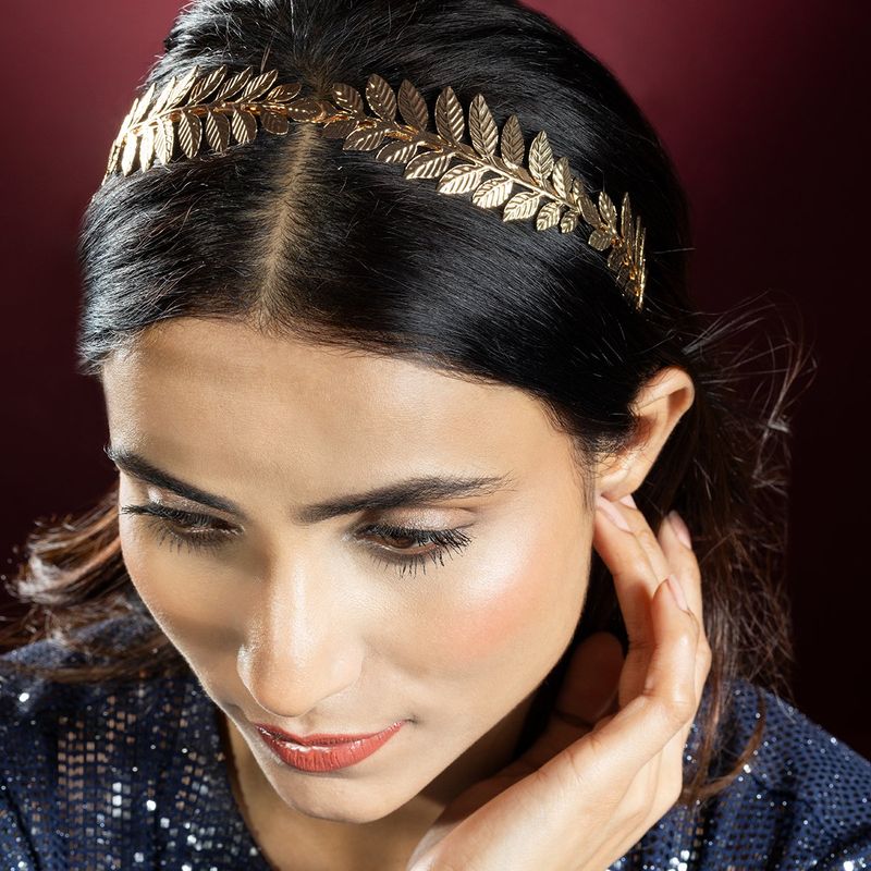 Buy Niscka Gold Plated Petal Design Hair Band Online