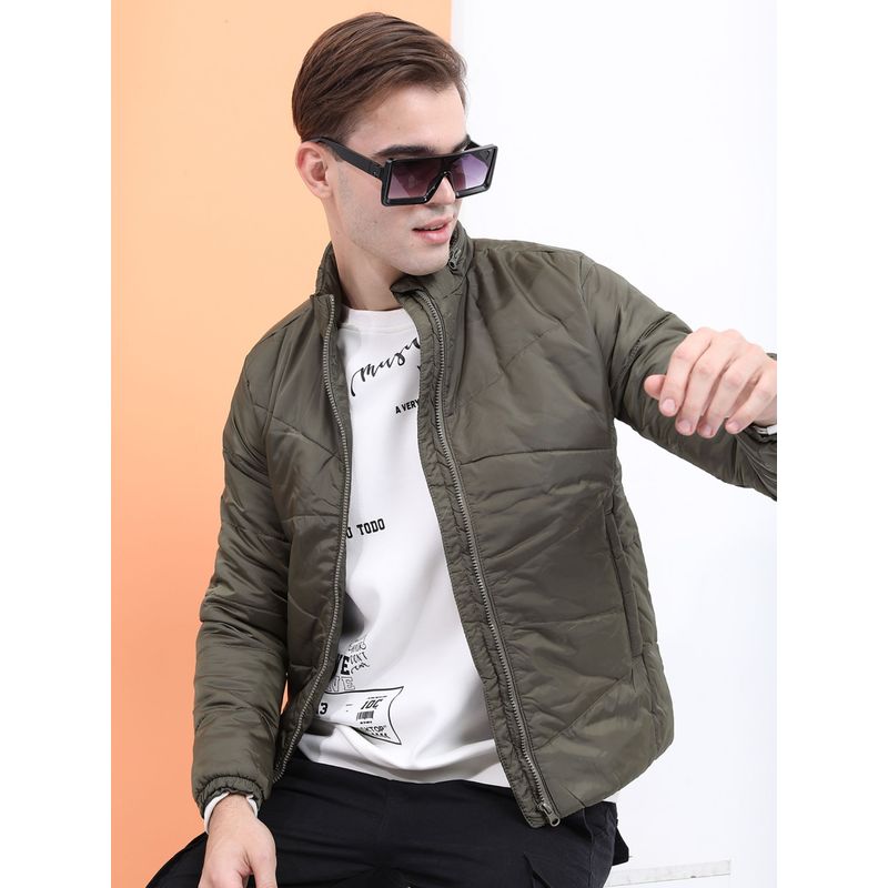 Buy HIGHLANDER Men Olive Solid Padded Jacket Online