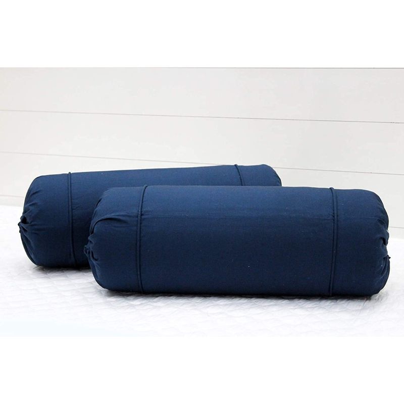 Buy SHADES OF LIFE Plain Bolster Cover- Navy Blue Online