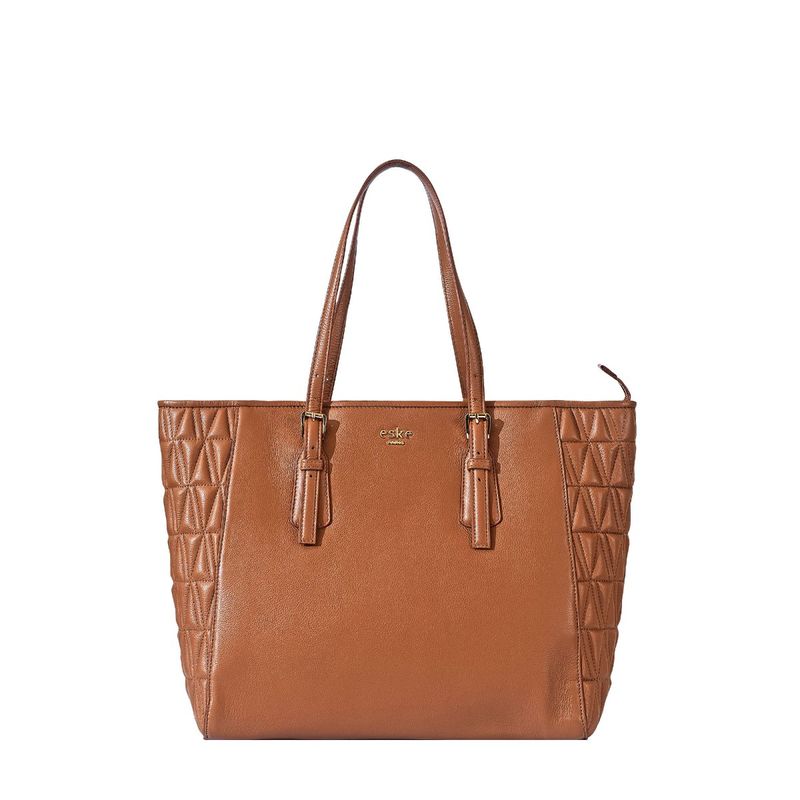 Buy Eske Light Tan Quilted Leather Tote Bag for Women Online