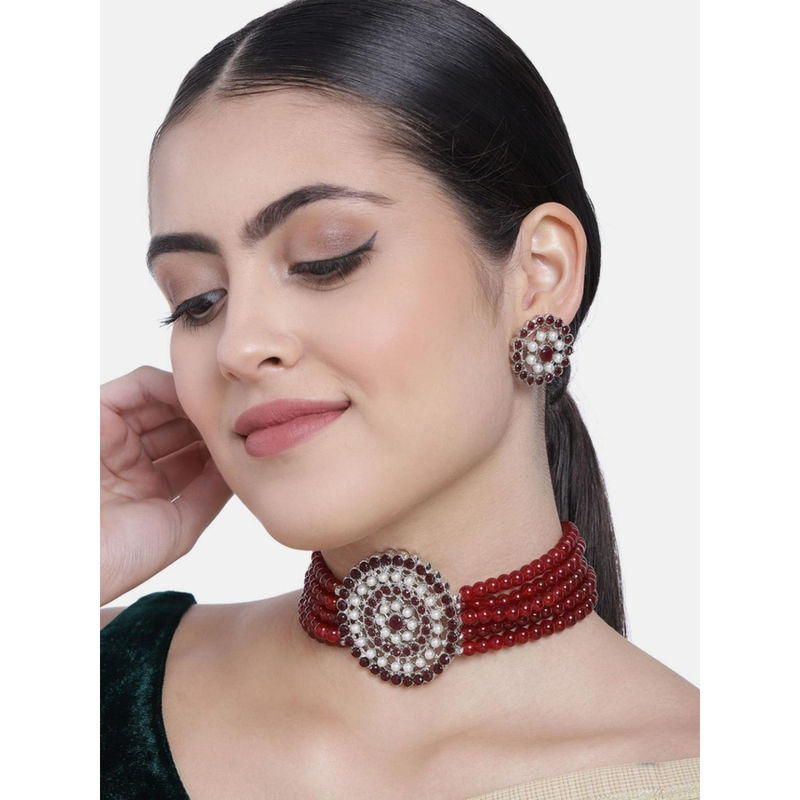 Buy I Jewels Gold Plated Traditional Moti Pearl Choker Necklace ...
