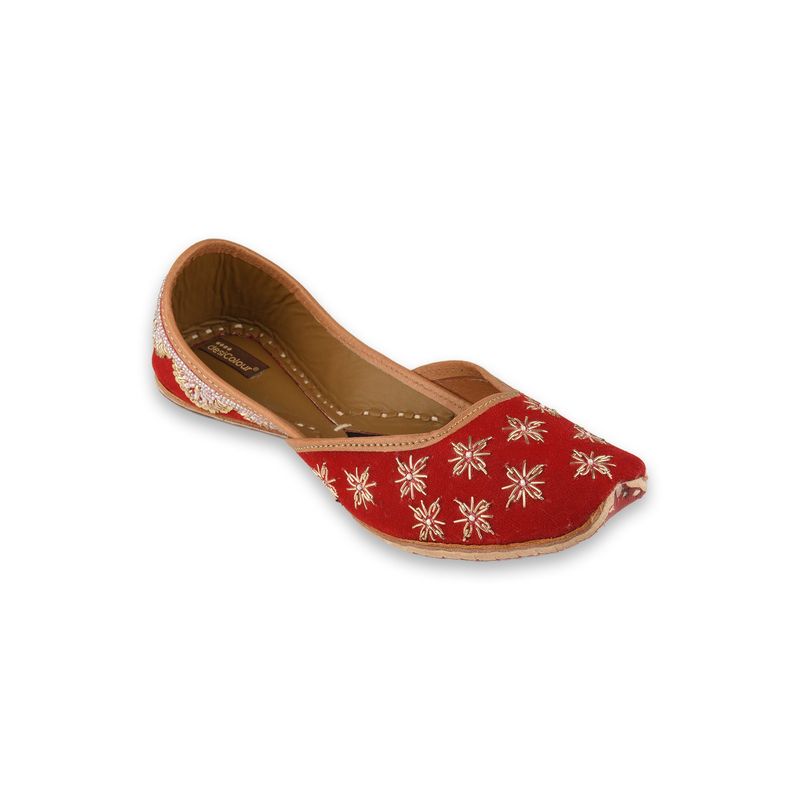 Buy Desi Colour Women Mehrun Red Juttis Online