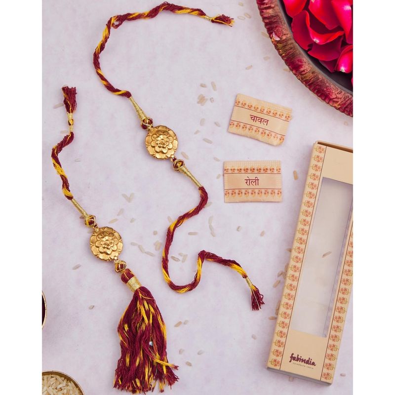 Buy Fabindia Gold Rakhi Lumba Rakhi Set Online