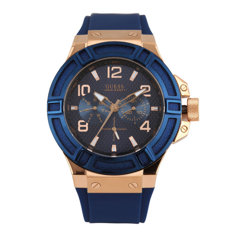 Buy Guess W0247G3 Round Navy Blue Dial Analog Watch Online