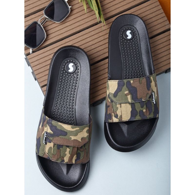 Buy SOLETHREADS Cargo Camouflage Olive Slides for Men Online