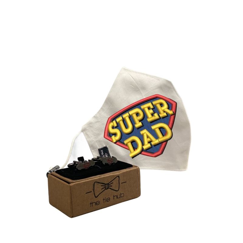 The Tie Hub SUPER DAD Color Face Mask Gunmetal Super Hero Cufflinks ...