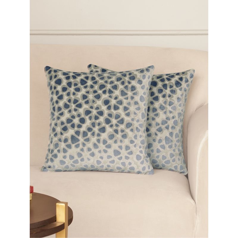Buy GM Velvet Set of 2 PC Cushion Covers, Blue Color Online