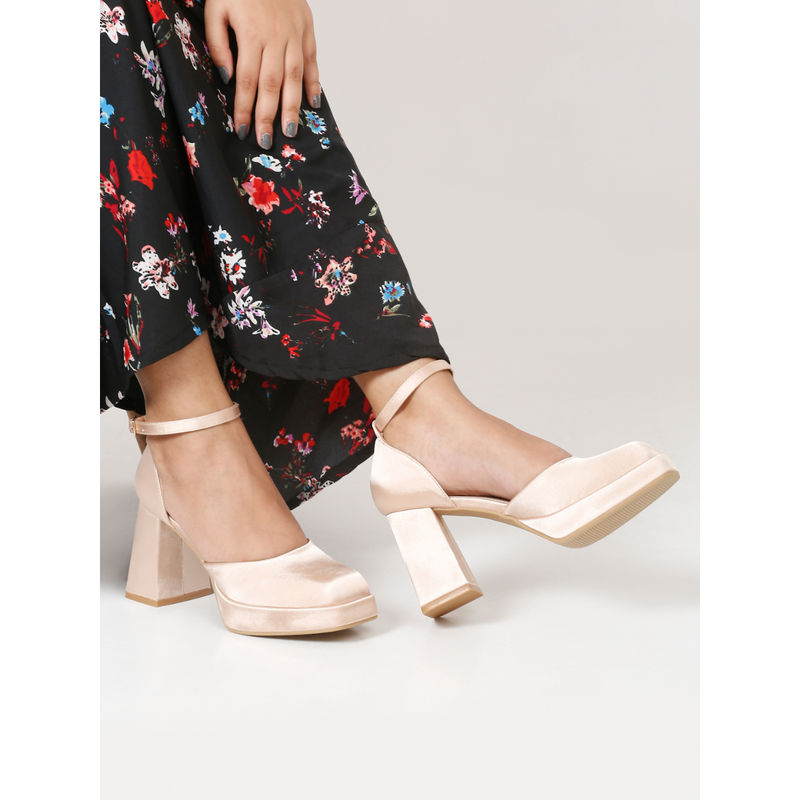 Buy Flat n Heels Women Casual Block Heel Pumps Gold Online