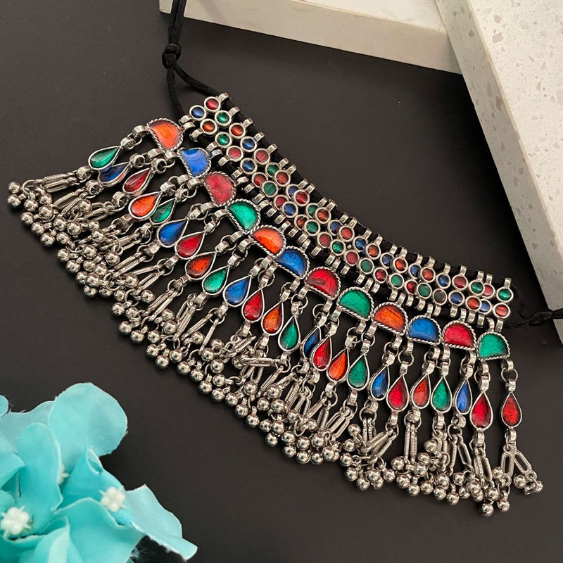 Buy Digital Dress Room Afghani Oxidize Necklace Dangling Design Online