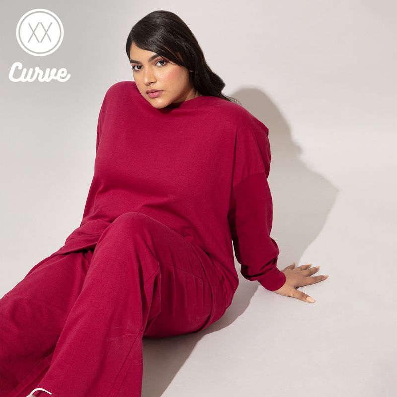 Buy Twenty Dresses by Nykaa Fashion Curve Maroon Oversized Graphic ...