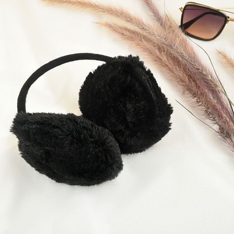 Buy ToniQ Alluring Black Special Winter Seasonal Wear Fur Ear Muffer ...