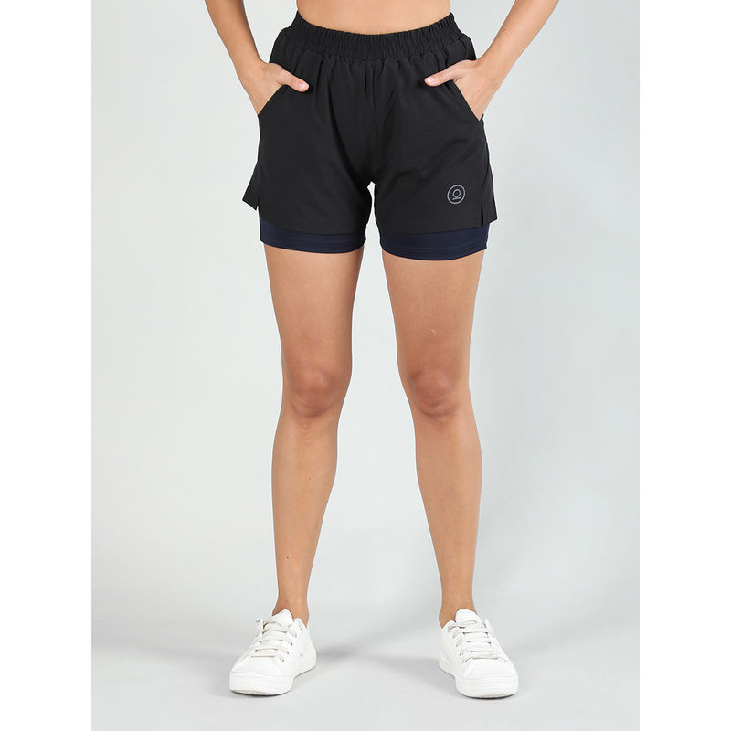 Buy CHKOKKO Double Layered Shorts For Women - Black Online