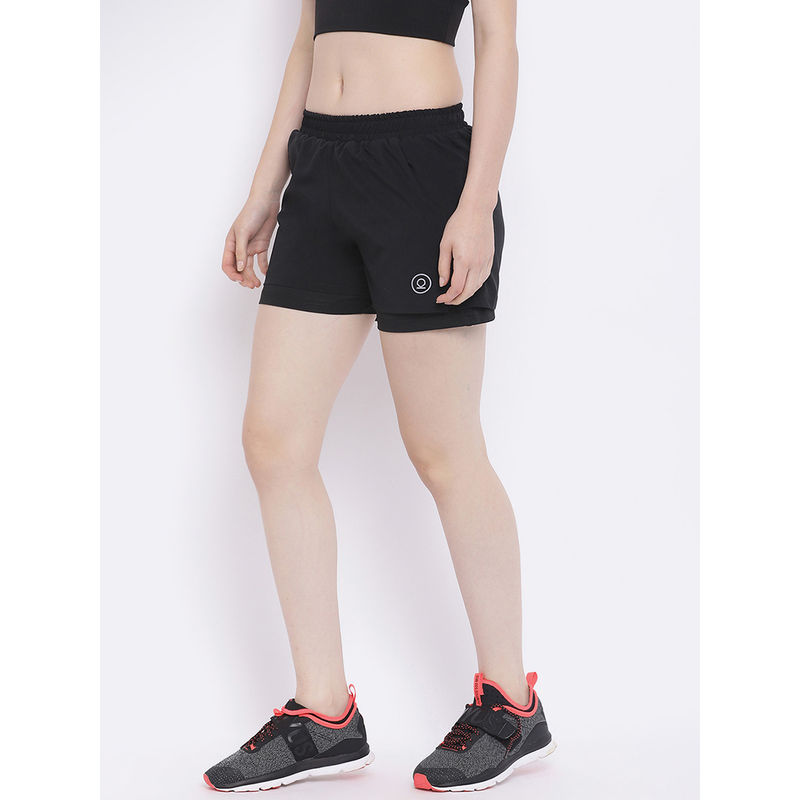 Buy CHKOKKO Double Layered Shorts For Women - Black Online
