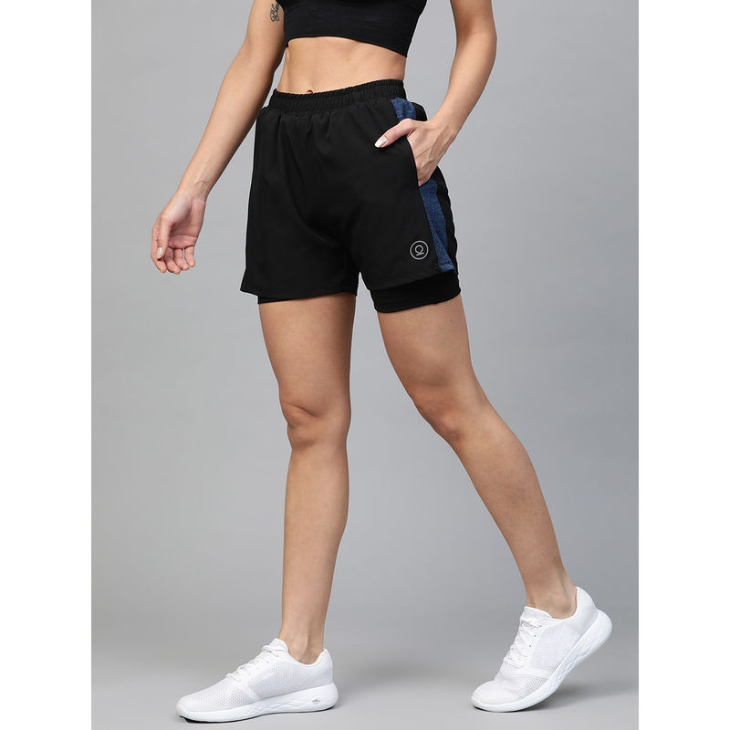Buy CHKOKKO Double Layered Shorts For Women - Black Online