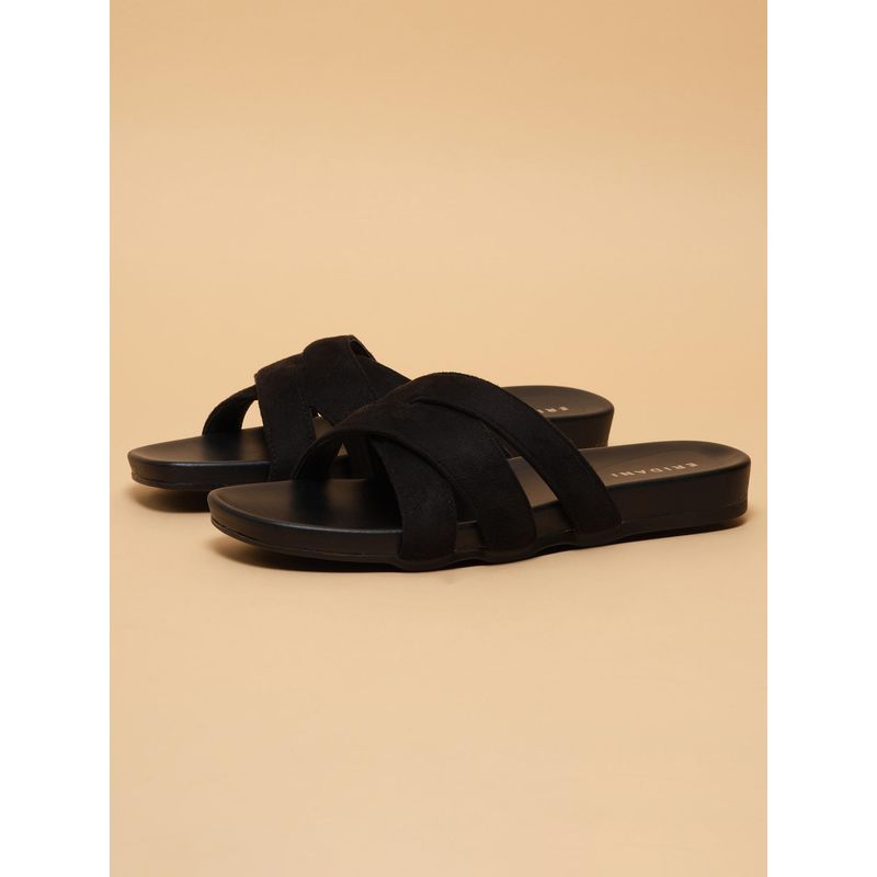 Buy Eridani Women Vessie Black Cross Strap Slip-On Sandal Online