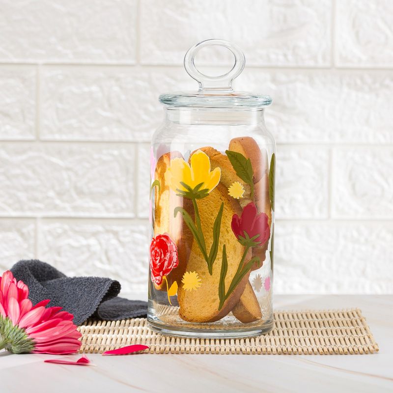 Buy Pasabahce Floral Party Spice, Pickle, Cookies Kitchen Air Tight Storage Glass Jar - 1130Ml ...