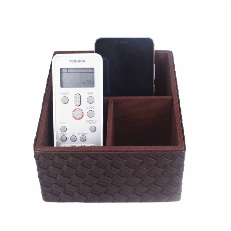 Premsons Remote Control Stand Woven Design Leather Remote Holder Home ...