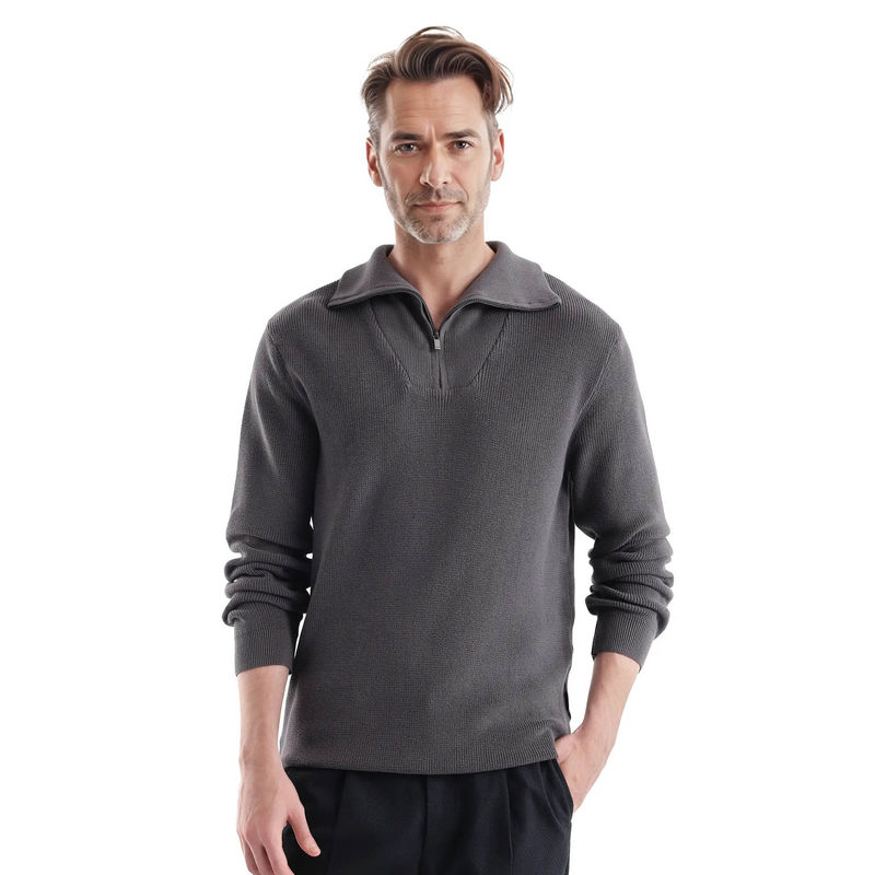 Buy Rare Rabbit Laz Grey Textured Regular Fit Sweater Online