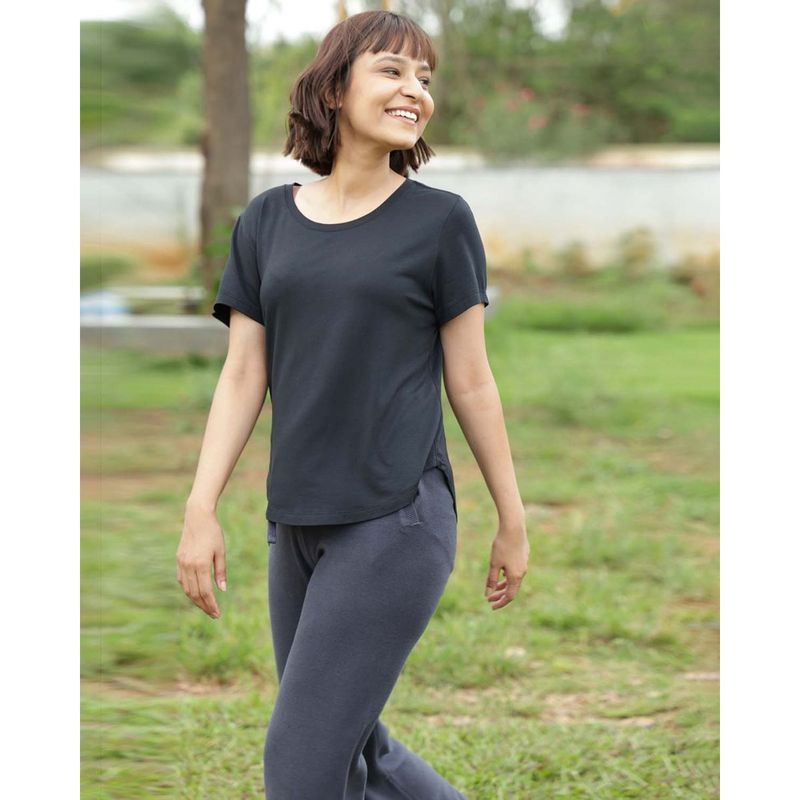 Buy Bliss Club Women Black Modal Sof-Tee with Short Sleeves Online