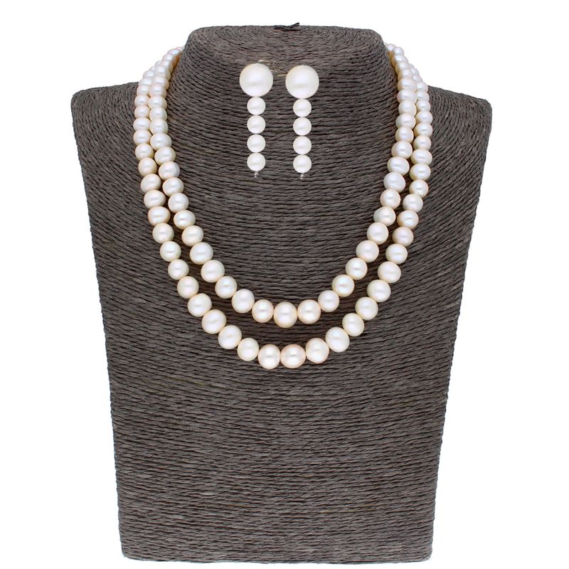 Buy Sri Jagdamba Pearls New Dual Line Classic Pearl Necklace Set Online