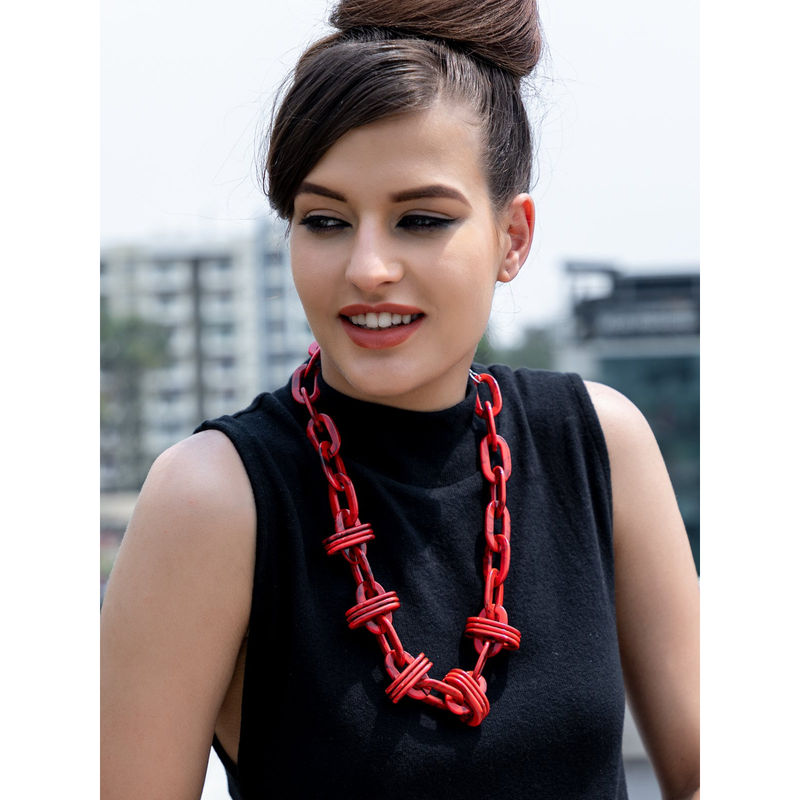 Buy Odette Tensile Red Kinky Ductile Necklace Online