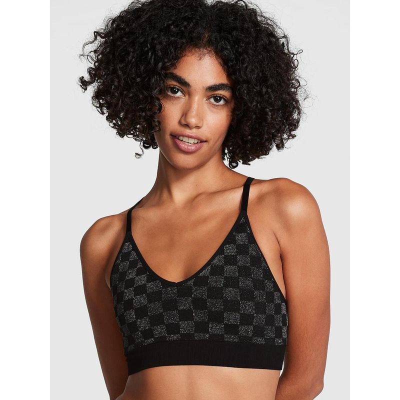 Buy Victoria's Secret Pink Seamless Lightly Lined Sports Bra Black Online