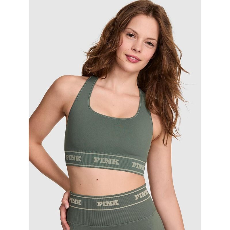 Buy Victoria's Secret PINK Seamless Reversible Sports Bra Green Online