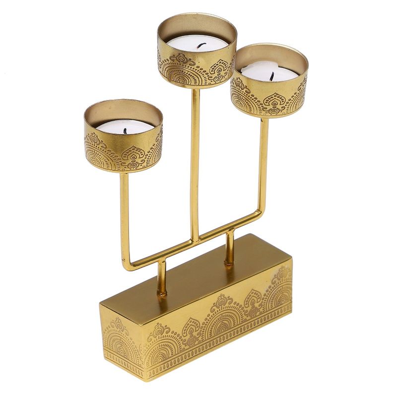 Buy NAKSHIKATHAA Dohar Brass Plated Assorted T Light Stand Online