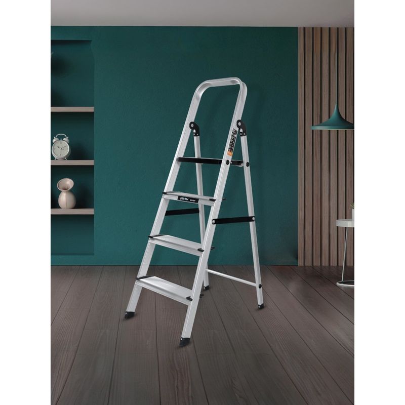 Buy Plantex Big Foot-Wide Fully Aluminum Folding 4 Step Ladder-Anti ...