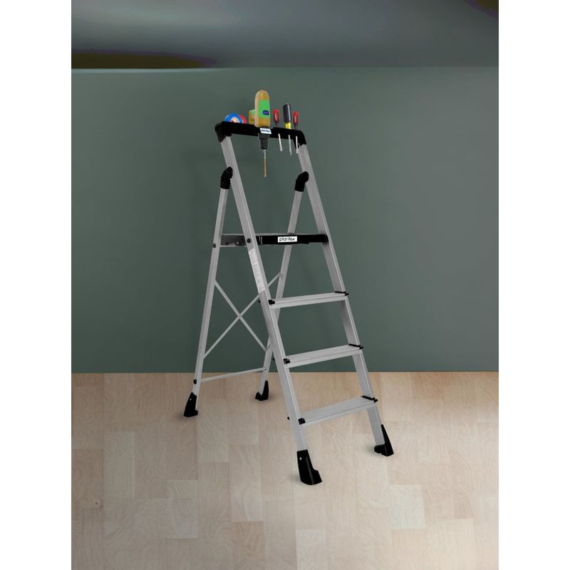 Buy Plantex Thor Aluminum Step Folding Ladder 4 Step-Advanced Locking ...