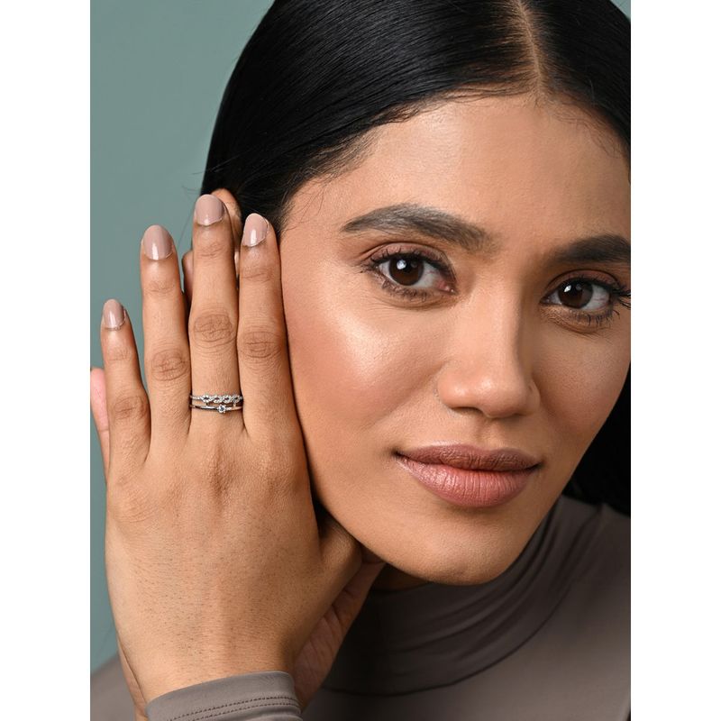 Buy CLARA Women 925 Silver Plated Adjustable Melba Double Banded Infinity Ring Online