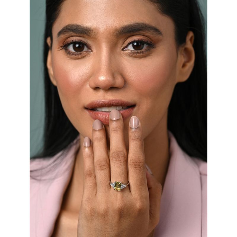 Buy CLARA Women 925 Silver Plated Adjustable Anya Fancy Yellow ...