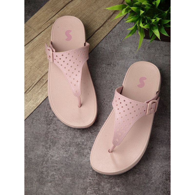 Buy SOLETHREADS Cherry Pink Solid Women Flip Flop Online