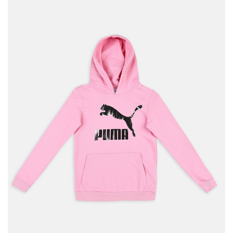 Buy Puma Classics Logo Girls Pink Hoodie Online