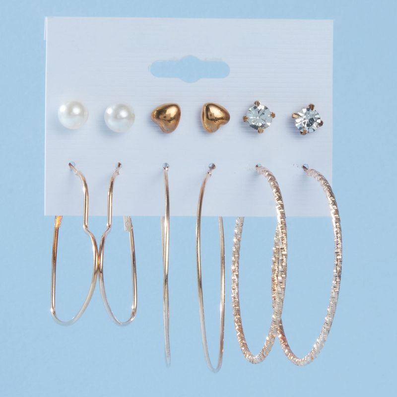 Buy Pipa Bella by Nykaa Fashion Set of 6 Gold Thin Hoop and Stud ...