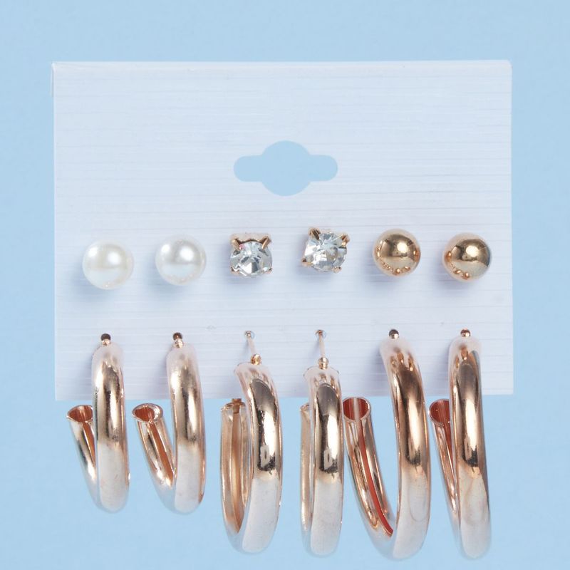 Buy Pipa Bella by Nykaa Fashion Set of 6 Trendy Gold Stud and Hoop ...