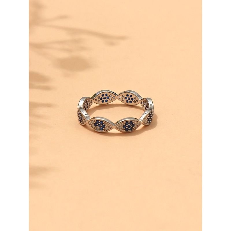 Pipa Bella by Nykaa Fashion Silver Cubic Zirconia Stone Studded Evil Eye Ring: Buy Pipa Bella by ...