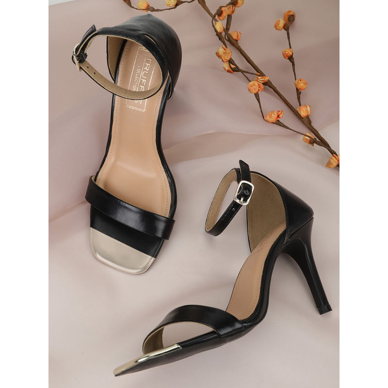 Buy Truffle Collection Black Solid Heels Online