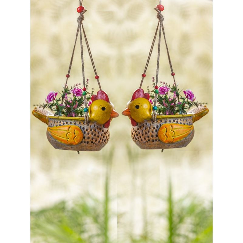 Buy ExclusiveLane Happy Hen Handmade & Hand Painted Hanging Planter Pot ...