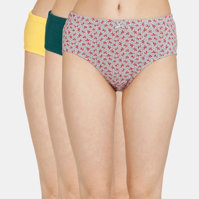 Buy Zivame Rosaline Medium Rise Full Coverage Hipster Panty - Assorted (Pack of 3) Online