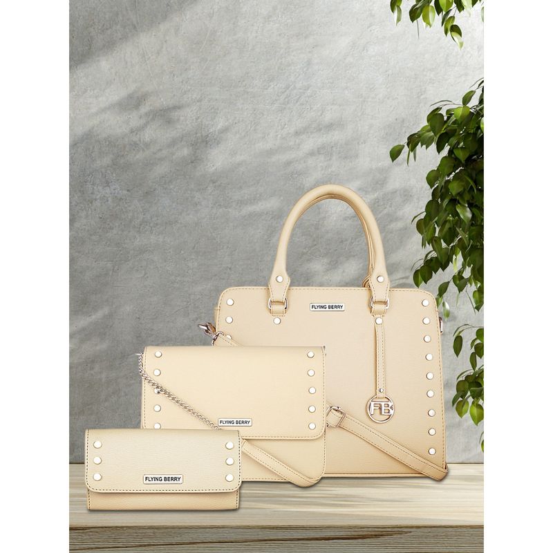 Buy FLYING BERRY Womens Beige Hand Bag Combo Pack of 3 Online