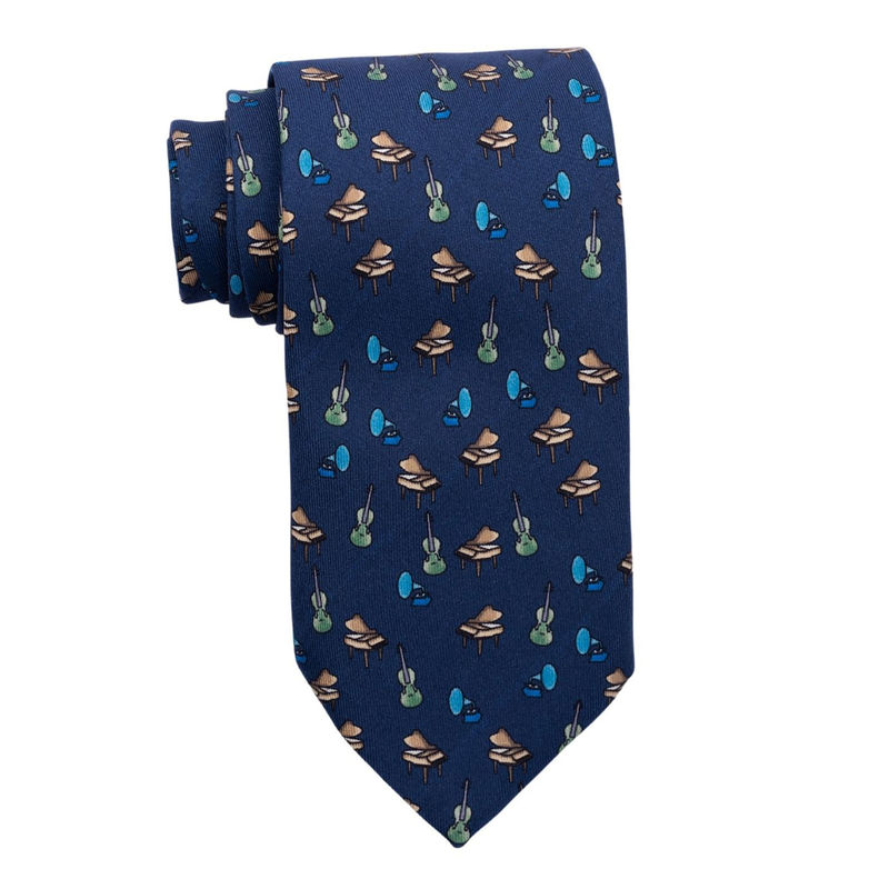 Buy The Tie Hub Navy Blue Muscle Instruments Pure Como Silk Necktie Online