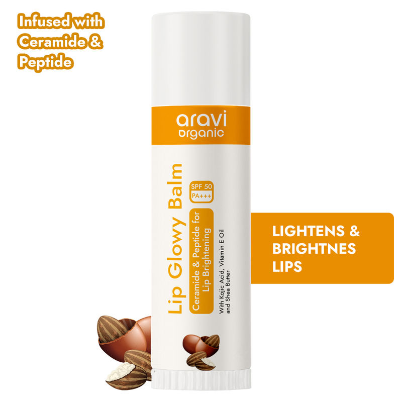 Buy Aravi Organic Lip Glowy Balm With SPF 50 PA+++ & Kojic Acid ...