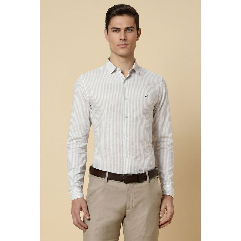 Buy Allen Solly Men White Ultra Slim Fit Stripe Full Sleeves Formal ...