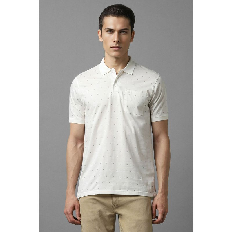 Buy Louis Philippe Men White Print Collar Neck Polo T-Shirt Online